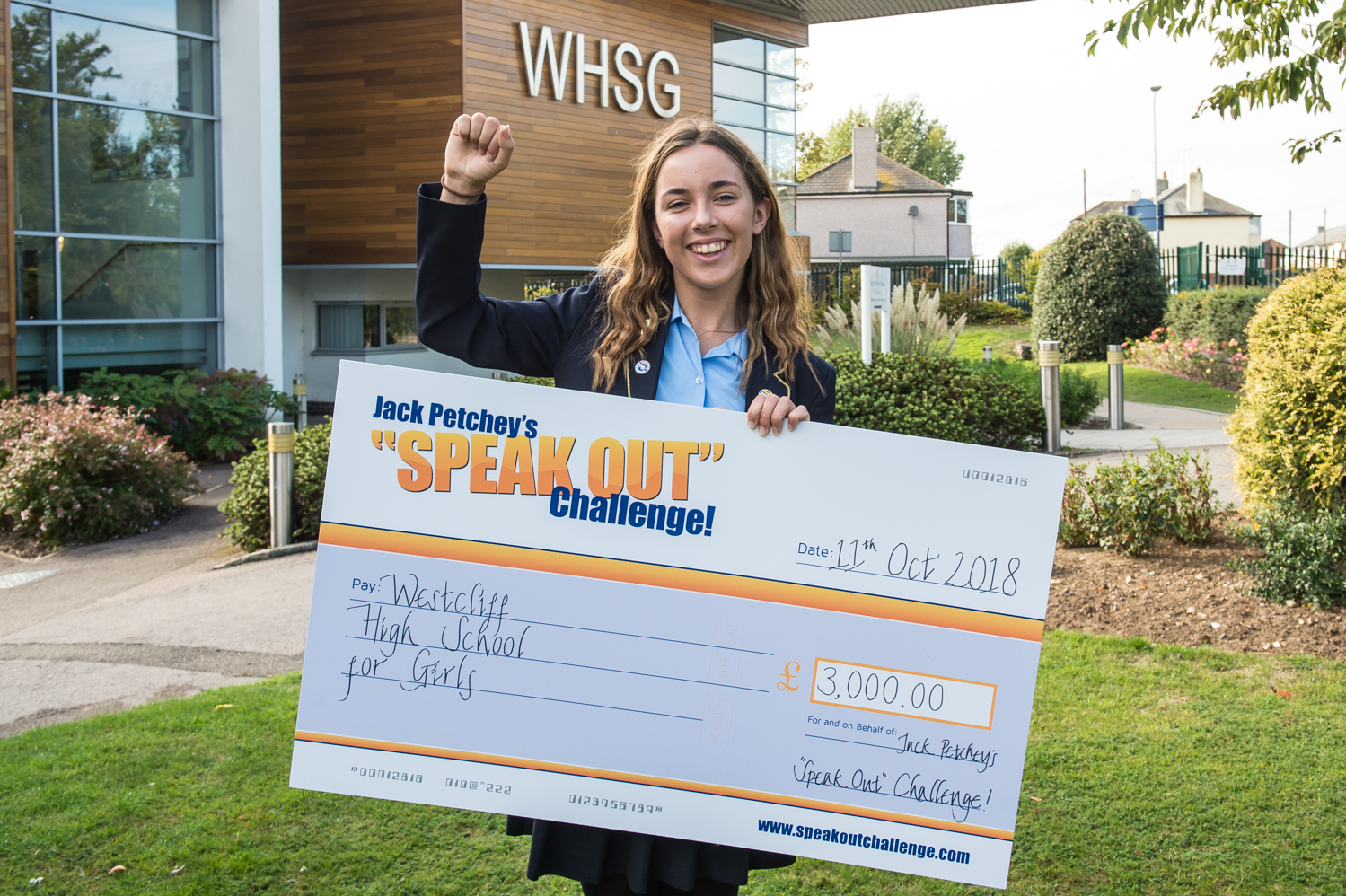 Champion’s school presented with cheque - Jack Petchey's Speak Out ...